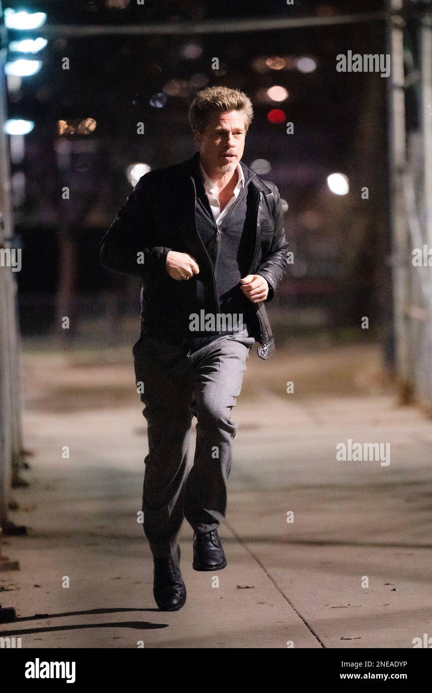 New York, NY, USA. 15th Feb, 2023. Brad Pitt on location for WOLFS ...