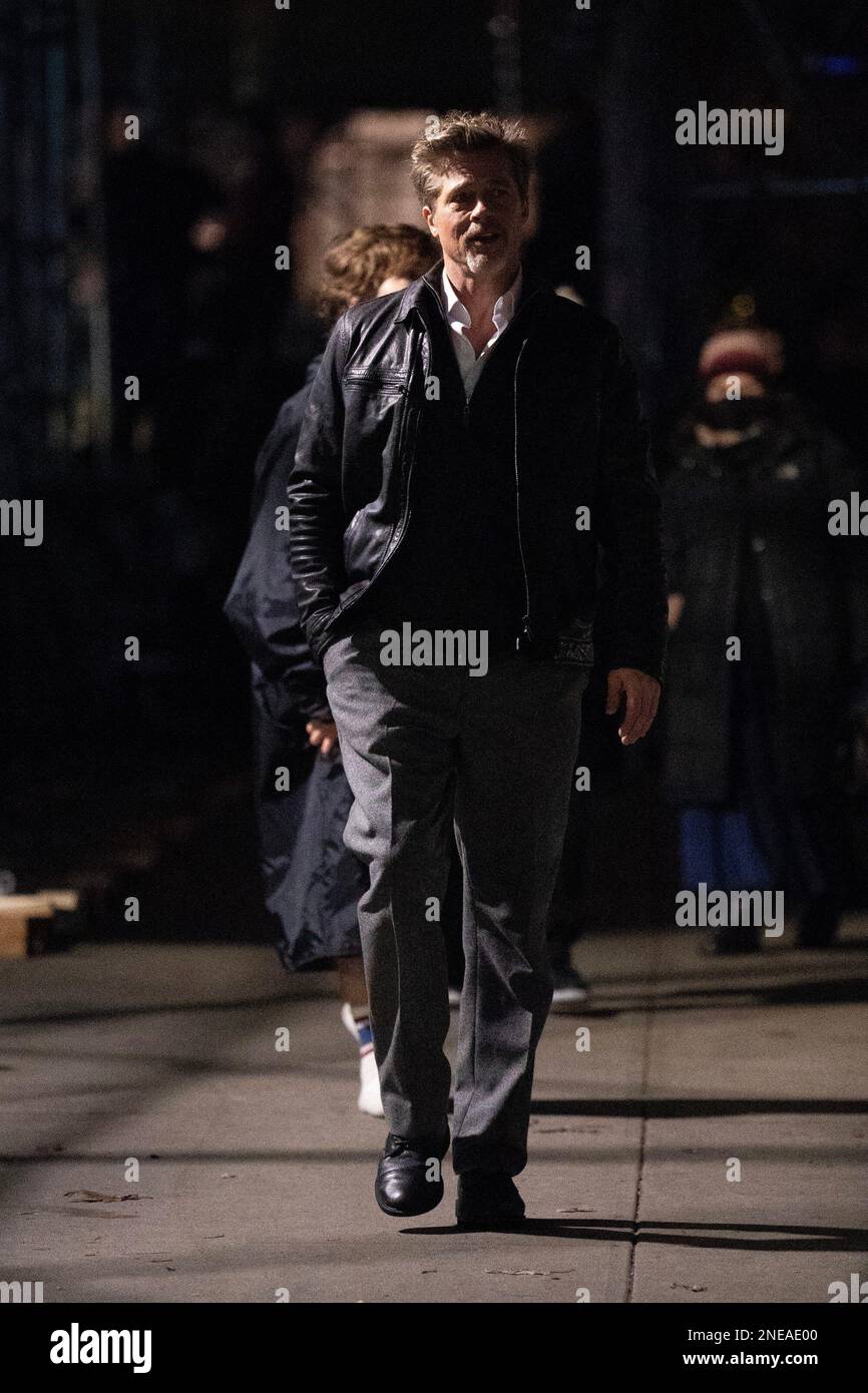 New York, NY, USA. 15th Feb, 2023. Brad Pitt on location for WOLFS ...