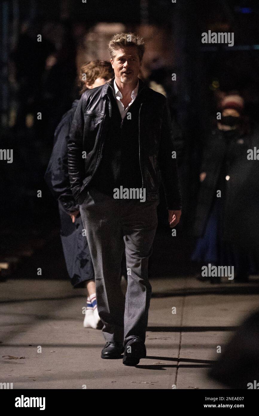 New York, NY, USA. 15th Feb, 2023. Brad Pitt on location for WOLFS ...