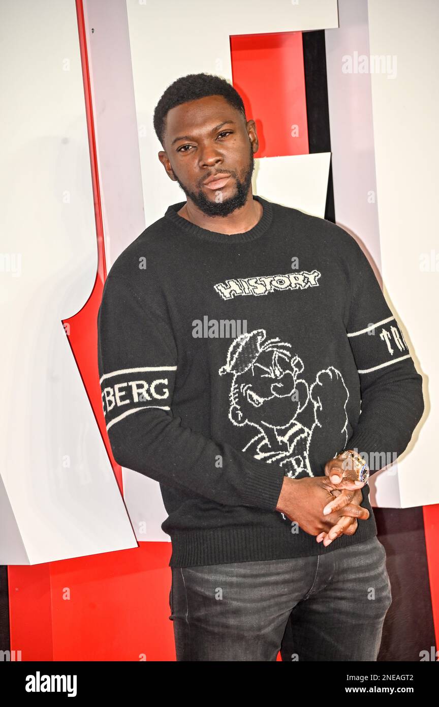 London, UK. 15th Feb, 2023. Rapman aka Andrew Onwubolu attends the ...