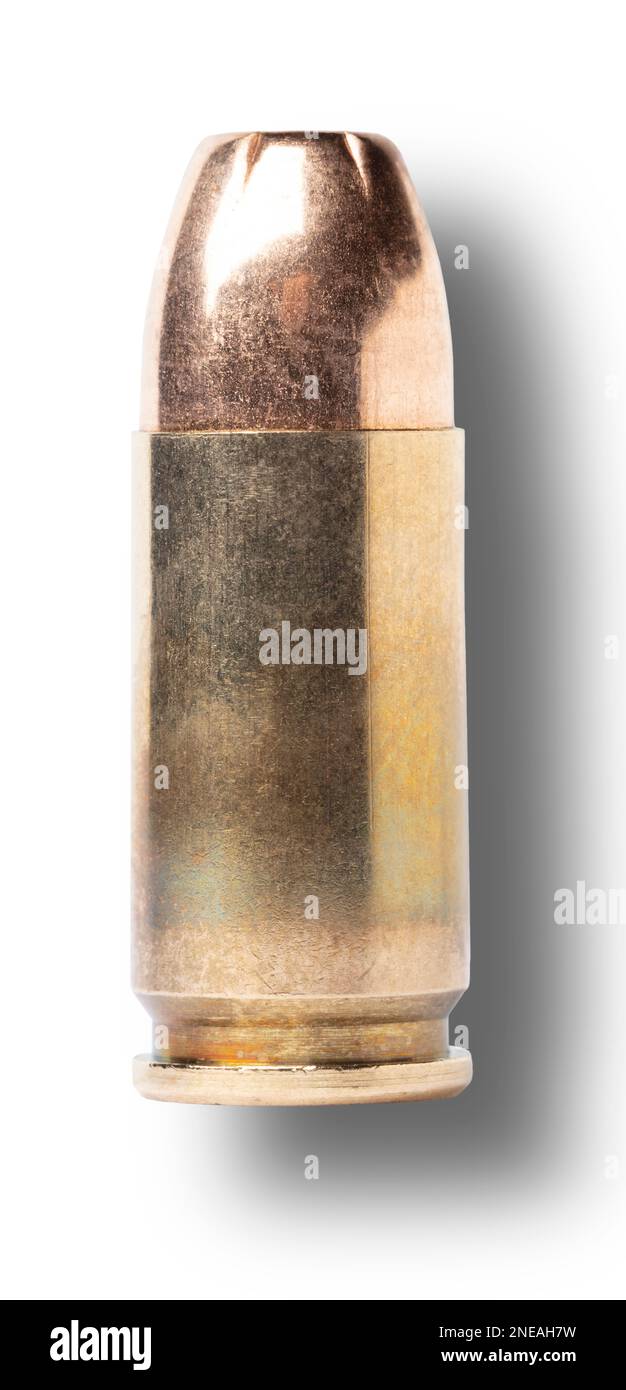 9 mm ammunition with hollow point bullet and shadow behind Stock Photo ...