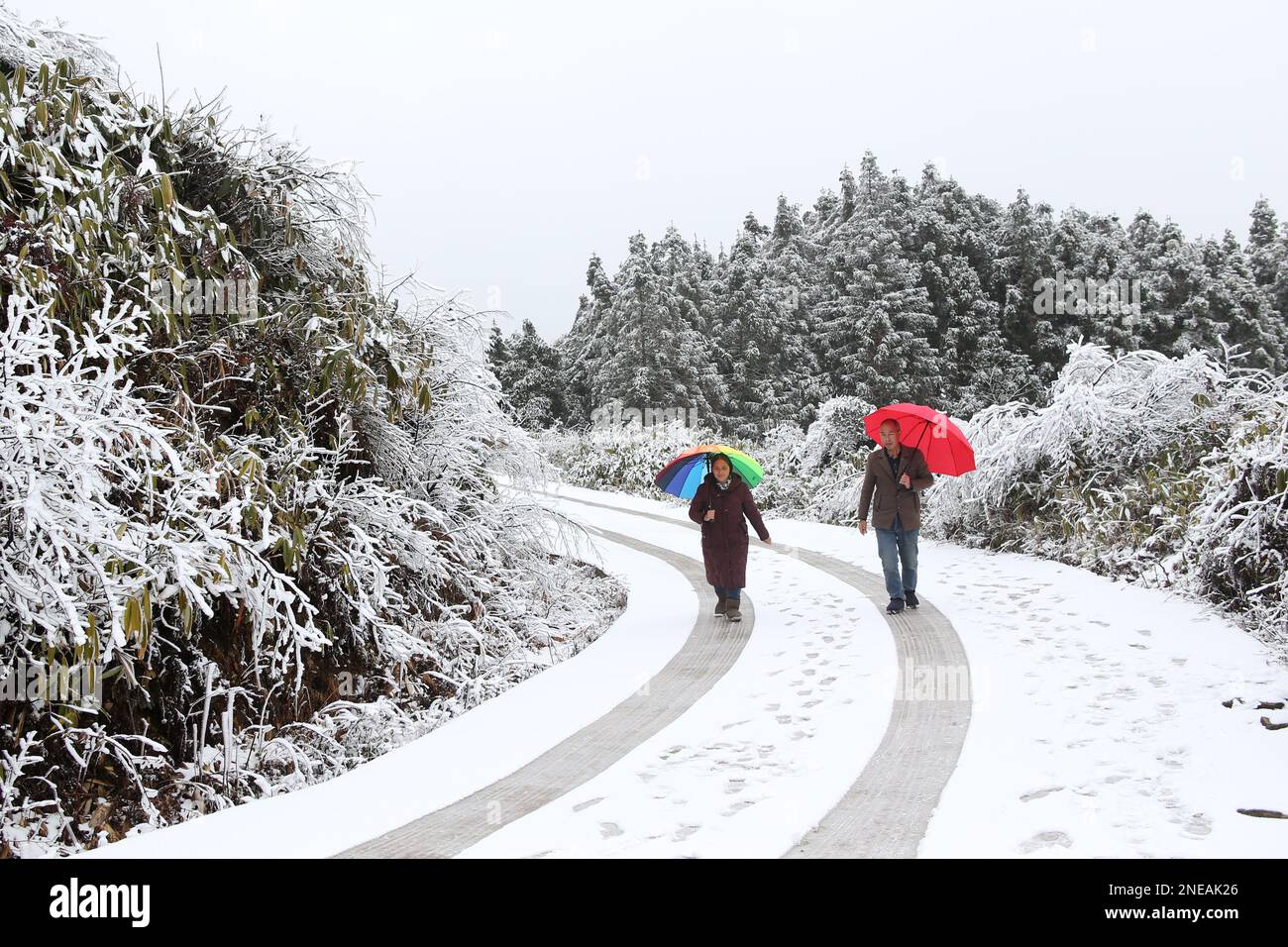 CHONGQING, CHINA - FEBRUARY 14, 2023 - Tourists enjoy snow at the ...