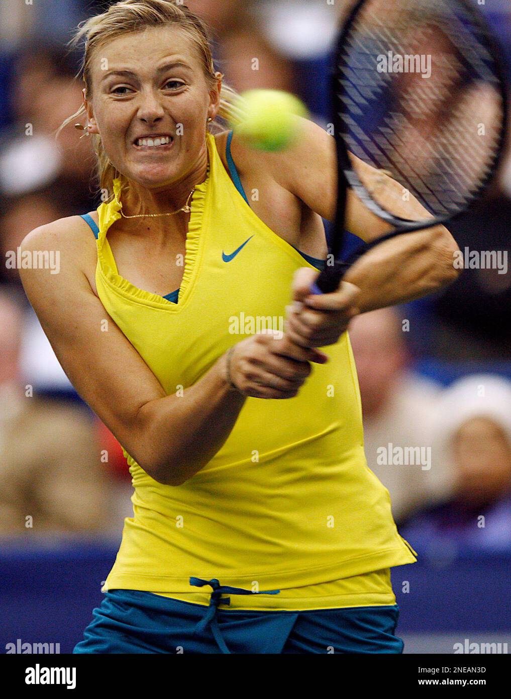 Maria Sharapova, of Russia, returns to Shenay Perry, of the United ...