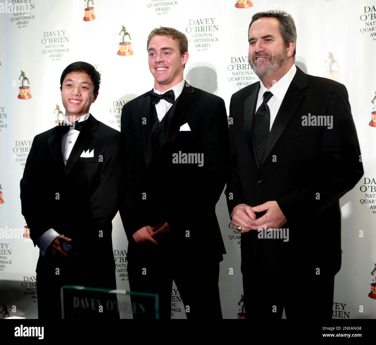 The three Davey O'Brien award recipients, from left, Aaron Chang, high ...