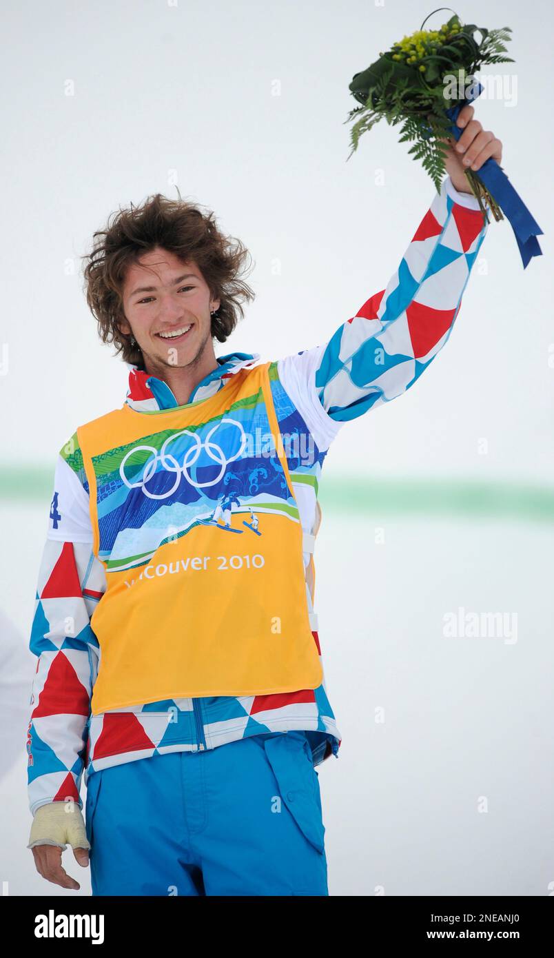 Tony Ramoin of France after winning bronze in the snowboard cross final ...
