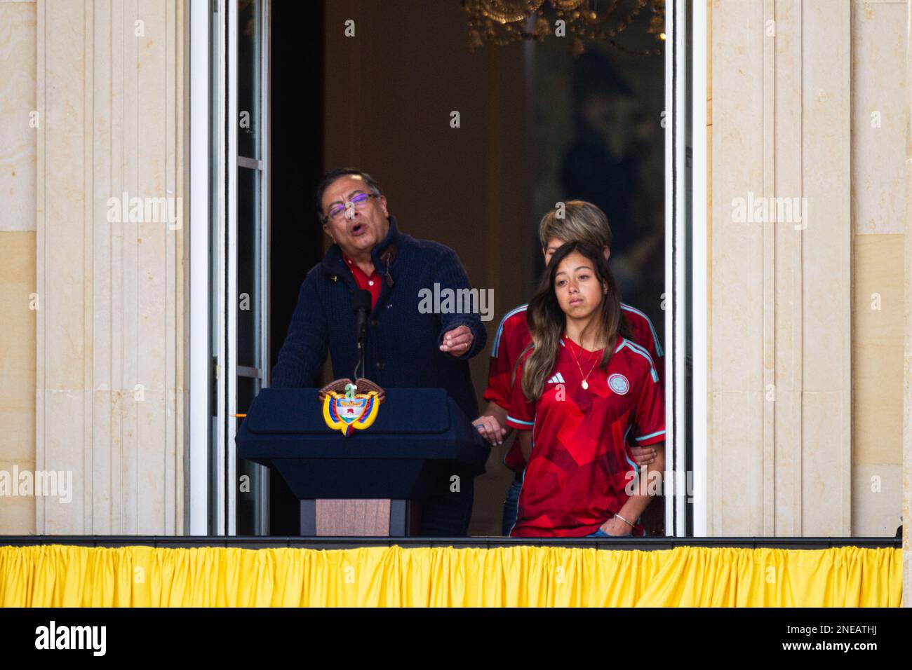 Colombian president Gustavo Petro speaks during a demonstration to ...