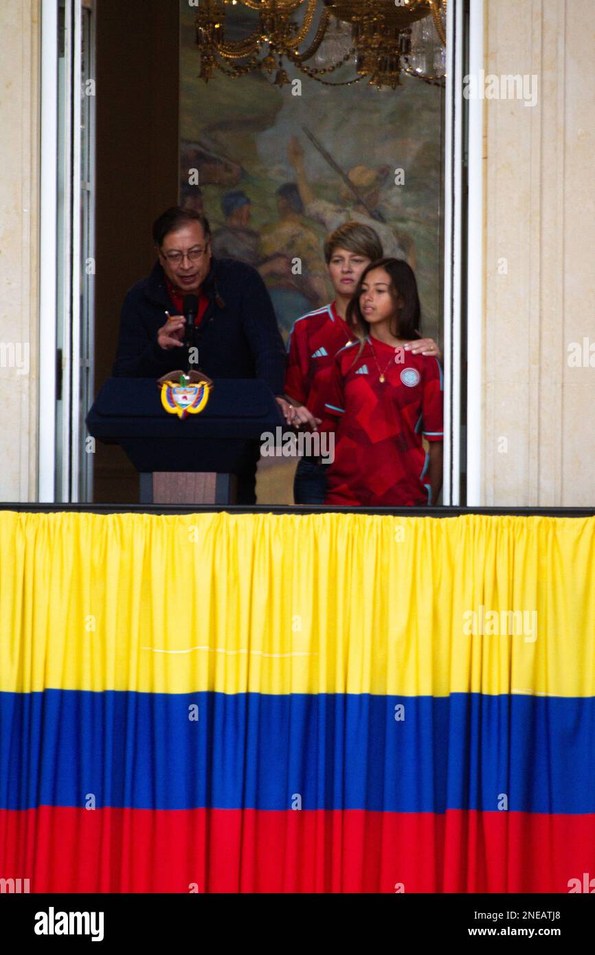 Colombian president Gustavo Petro speaks during a demonstration to ...