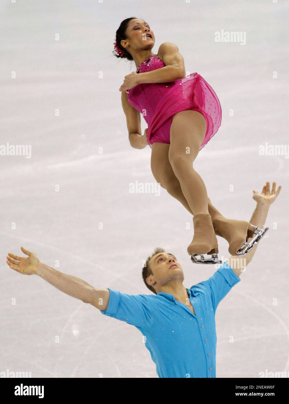 USA's Amanda Evora and Mark Ladwig perform their short program during the figure skating pairs ...