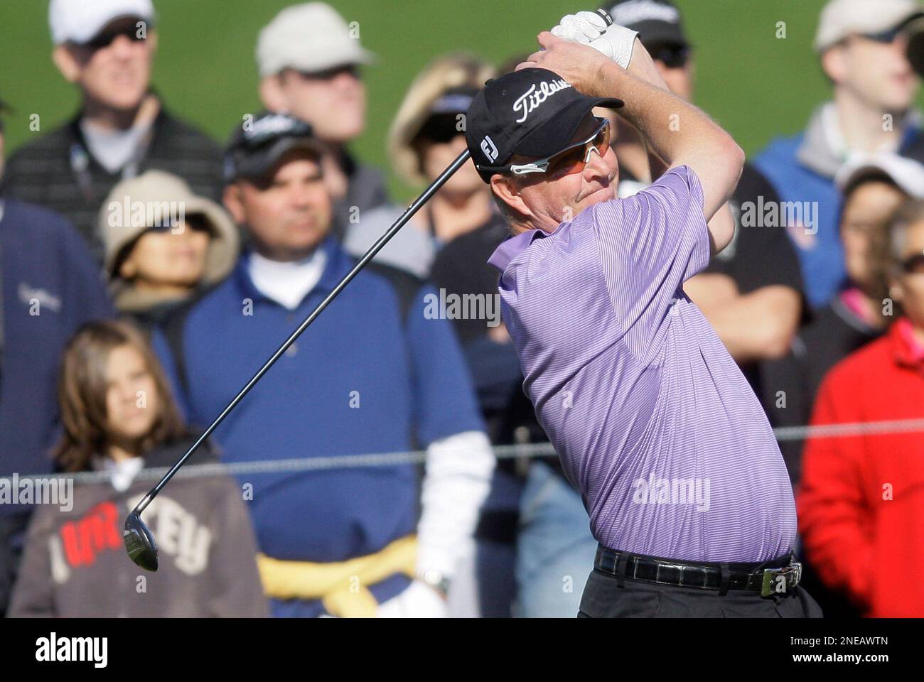 J.P. Hayes hits from the fourth tee during the final round of the AT&T ...