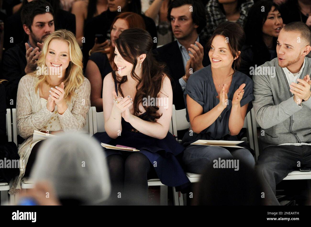 From left, actresses Kristen Bell, Michelle Trachtenberg and Mena ...