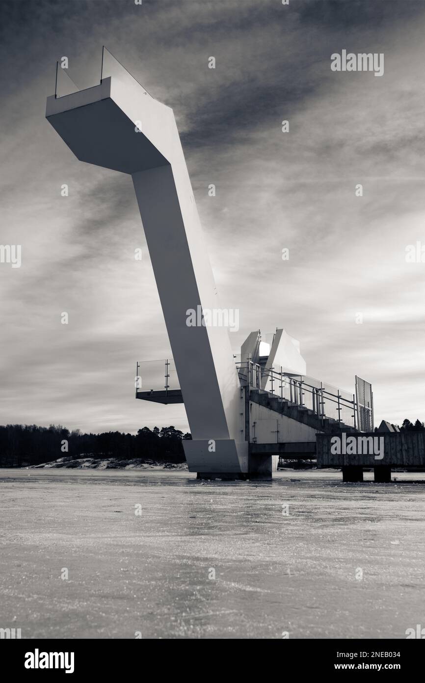 A watchtower on frozen lake Stock Photo - Alamy