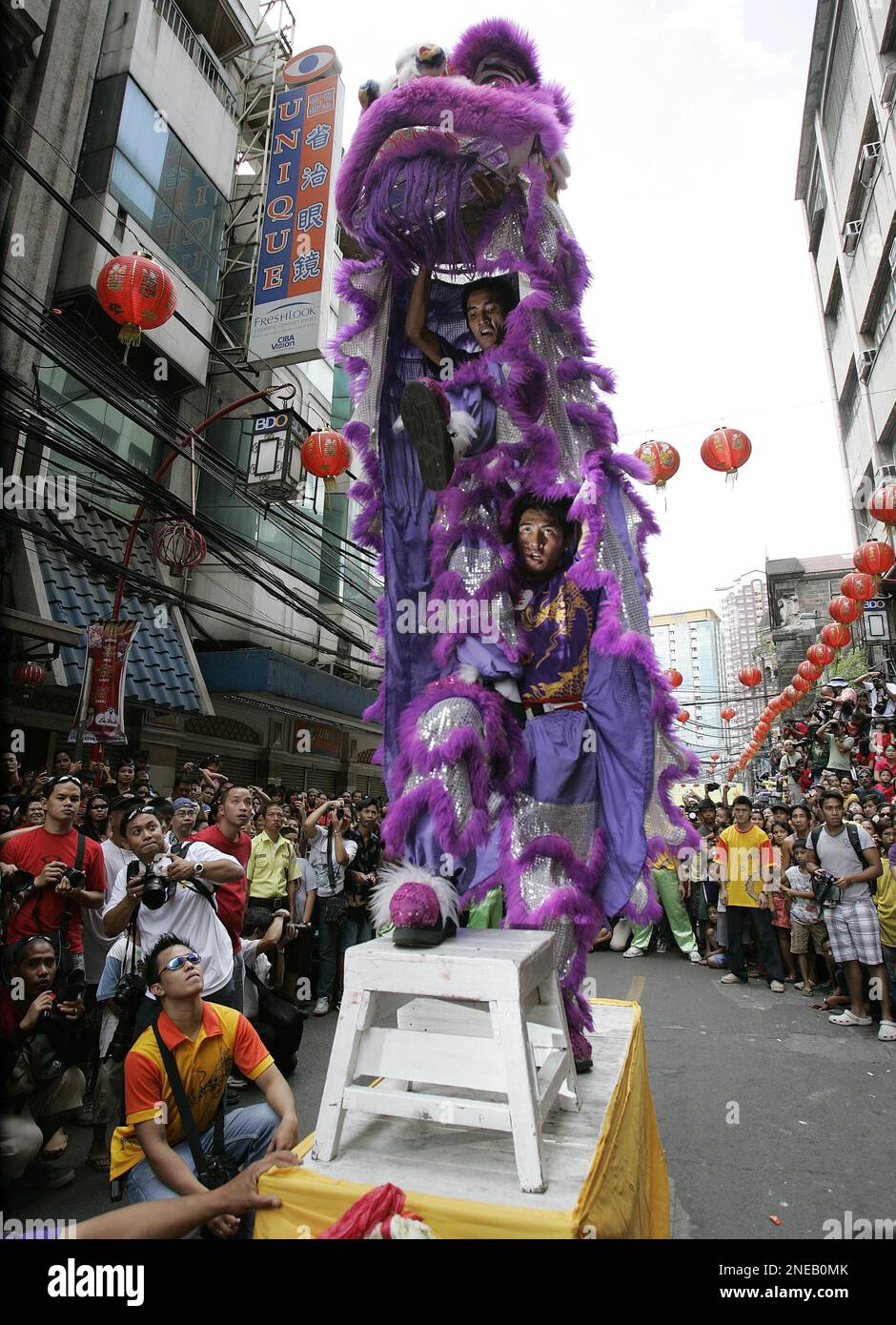 Lion dancers perform in Manila's Chinatown, Philippines, Sunday, Feb ...