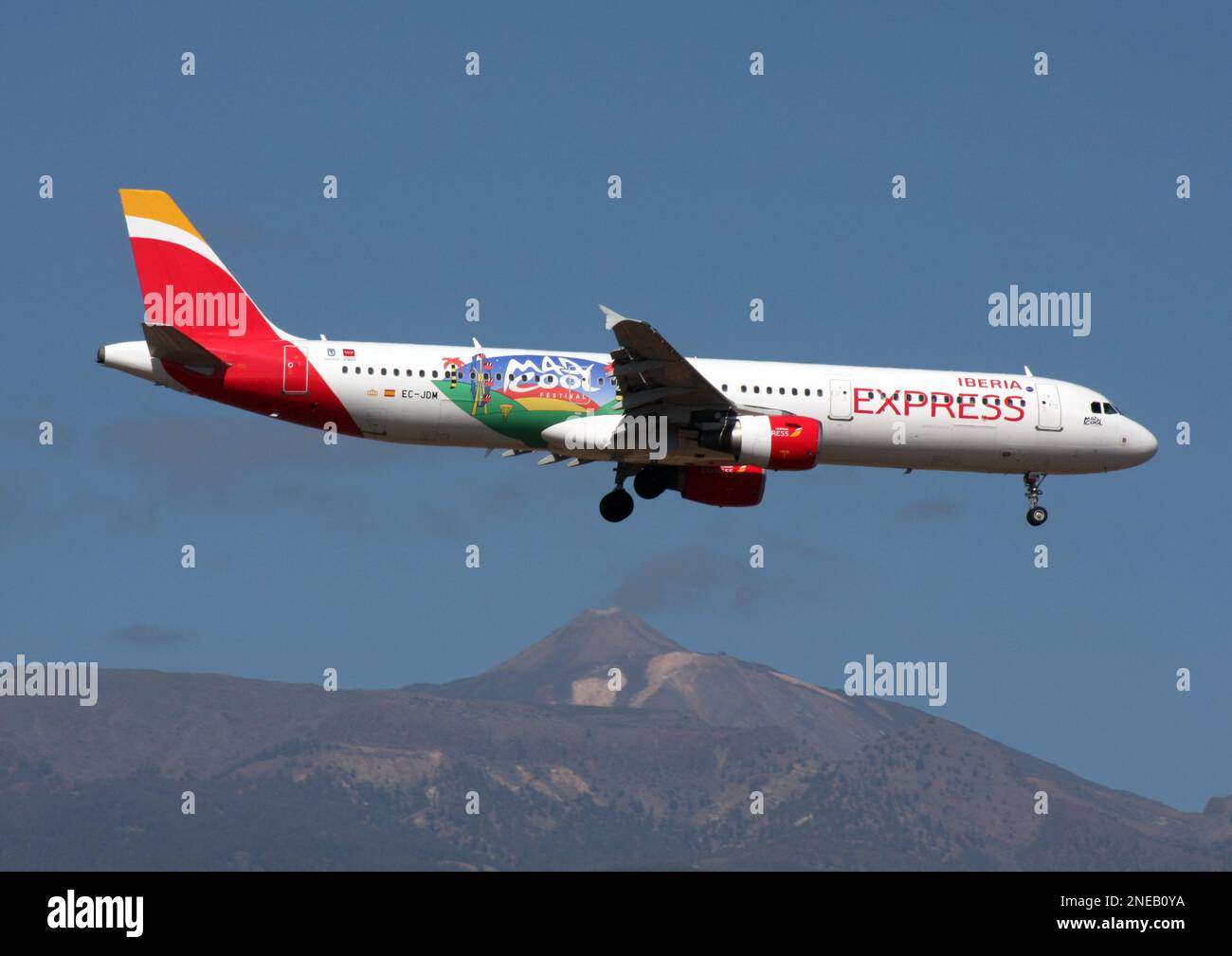 An Airbus A321 of Iberia Express advertising the Mad Cool Festival ...