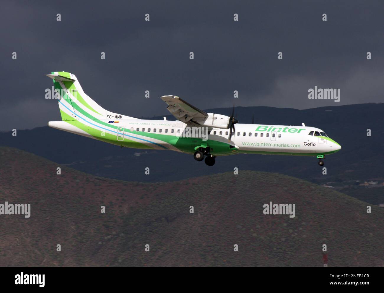 An ATR 72-600 of Binter Canarias landing at Tenerife South Airport ...