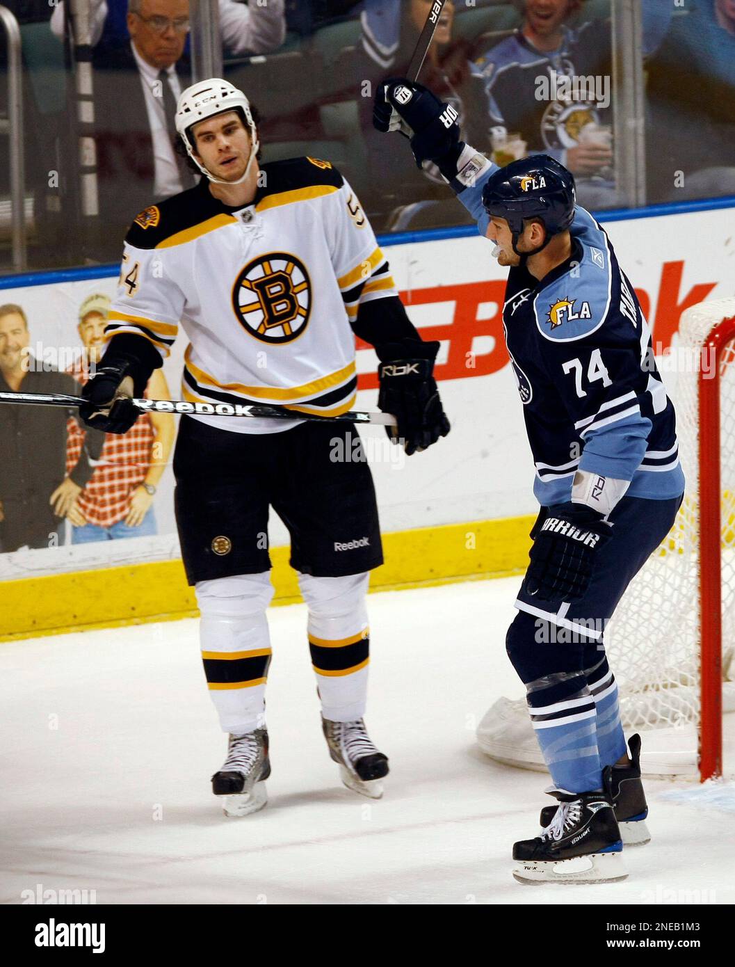 Florida Panthers' Nick Tarnasky (74) celebrates after scoring against ...