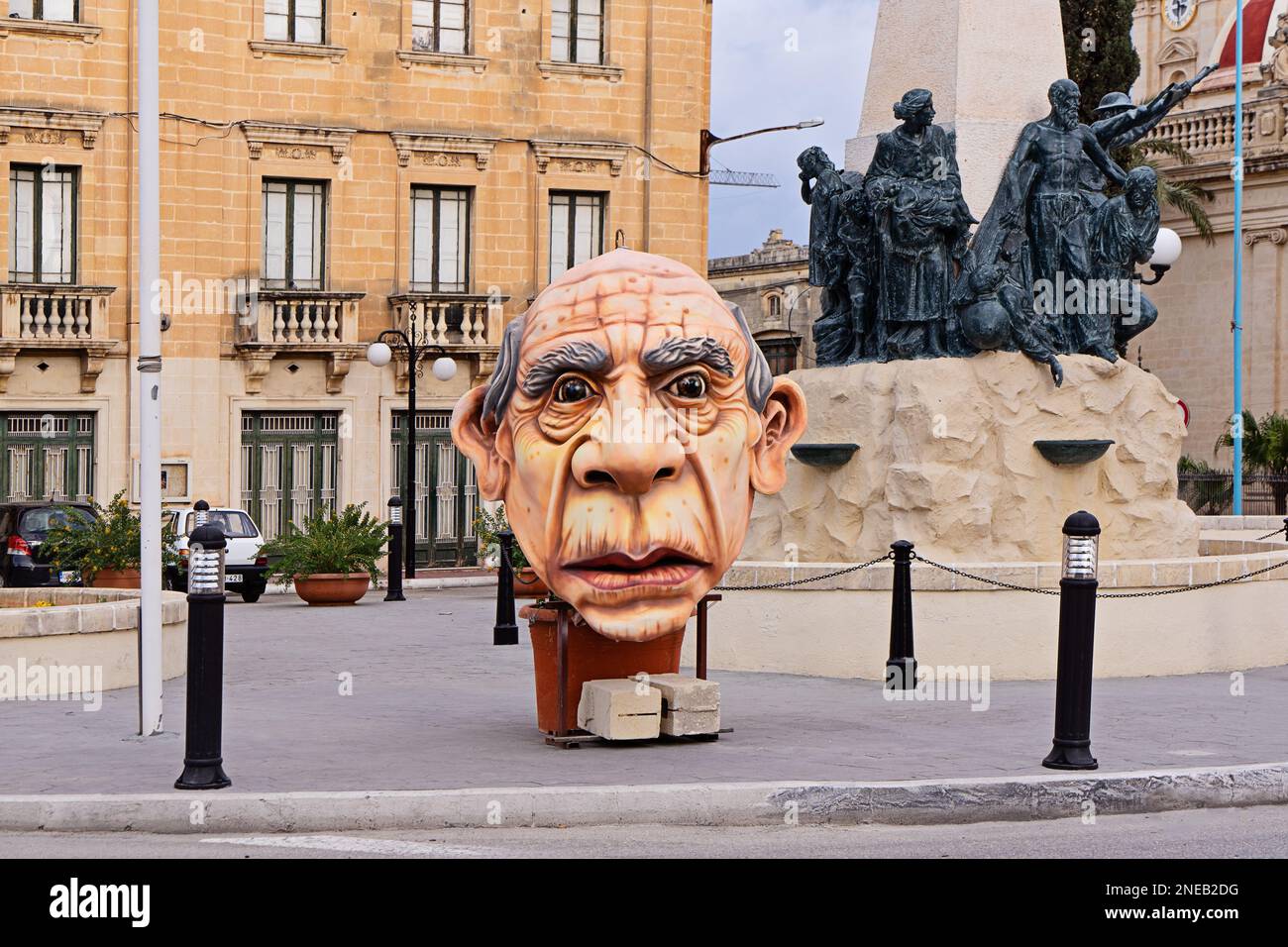 Giant papier-mache heads of carnival dolls decorate the streets during ...
