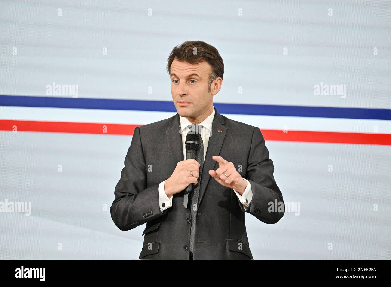 French President Emmanuel Macron during a plenary meeting of the French ...