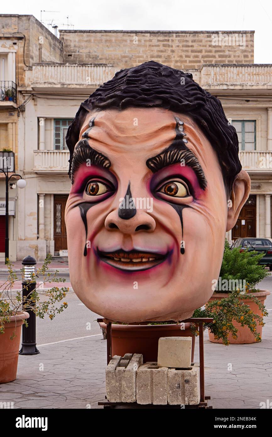 Giant papier-mache heads of carnival dolls decorate the streets during ...