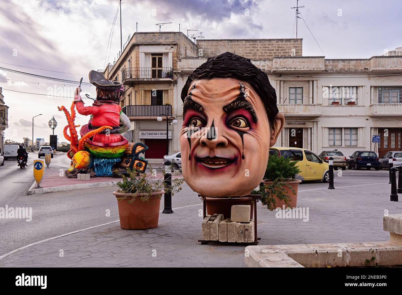 Giant papier-mache heads of carnival dolls decorate the streets during ...