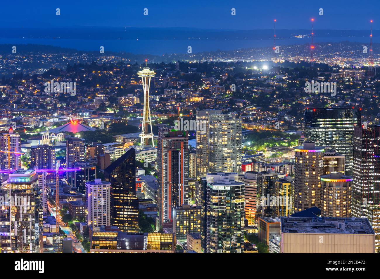 Seattle, Washington, USA downtown skyline at night Stock Photo - Alamy