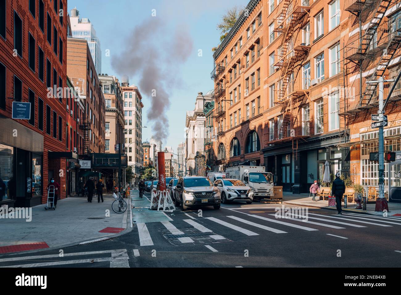 New York, USA - November 21, 2022: Cars on a street in Little Italy, a ...