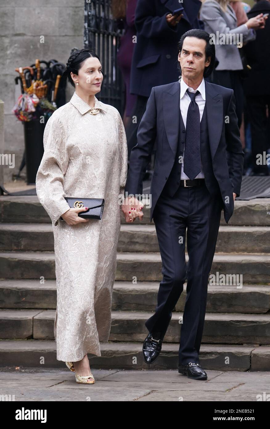 Susie Cave and Nick Cave arrive for a memorial service to honour and ...
