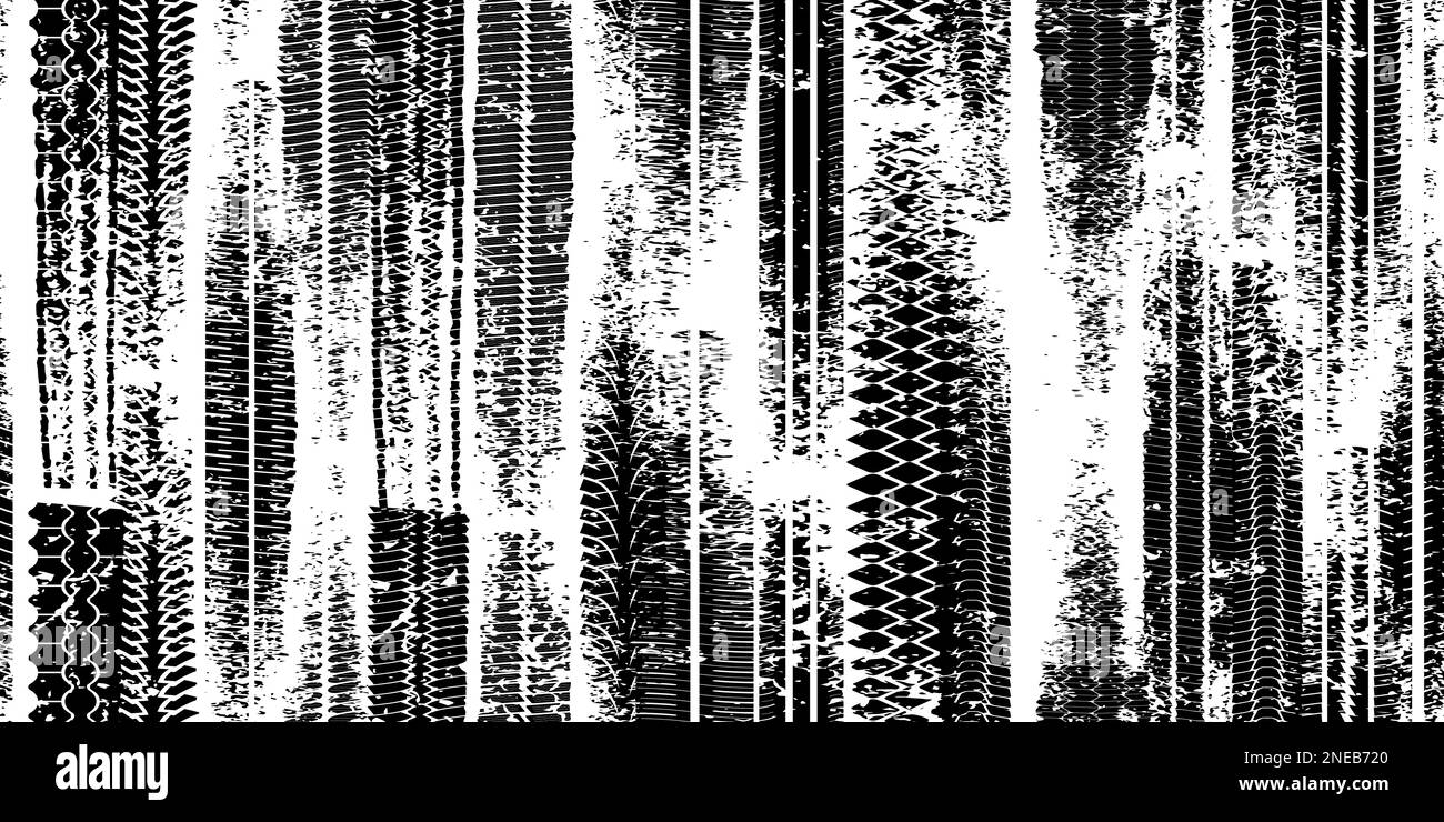 Vertical black tire tread print or car track with grunge effect ...