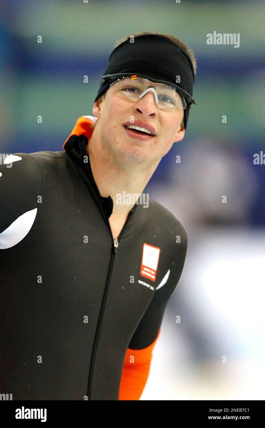 Sven Kramer of the Netherlands trains at the Richmond Olympic Oval at ...