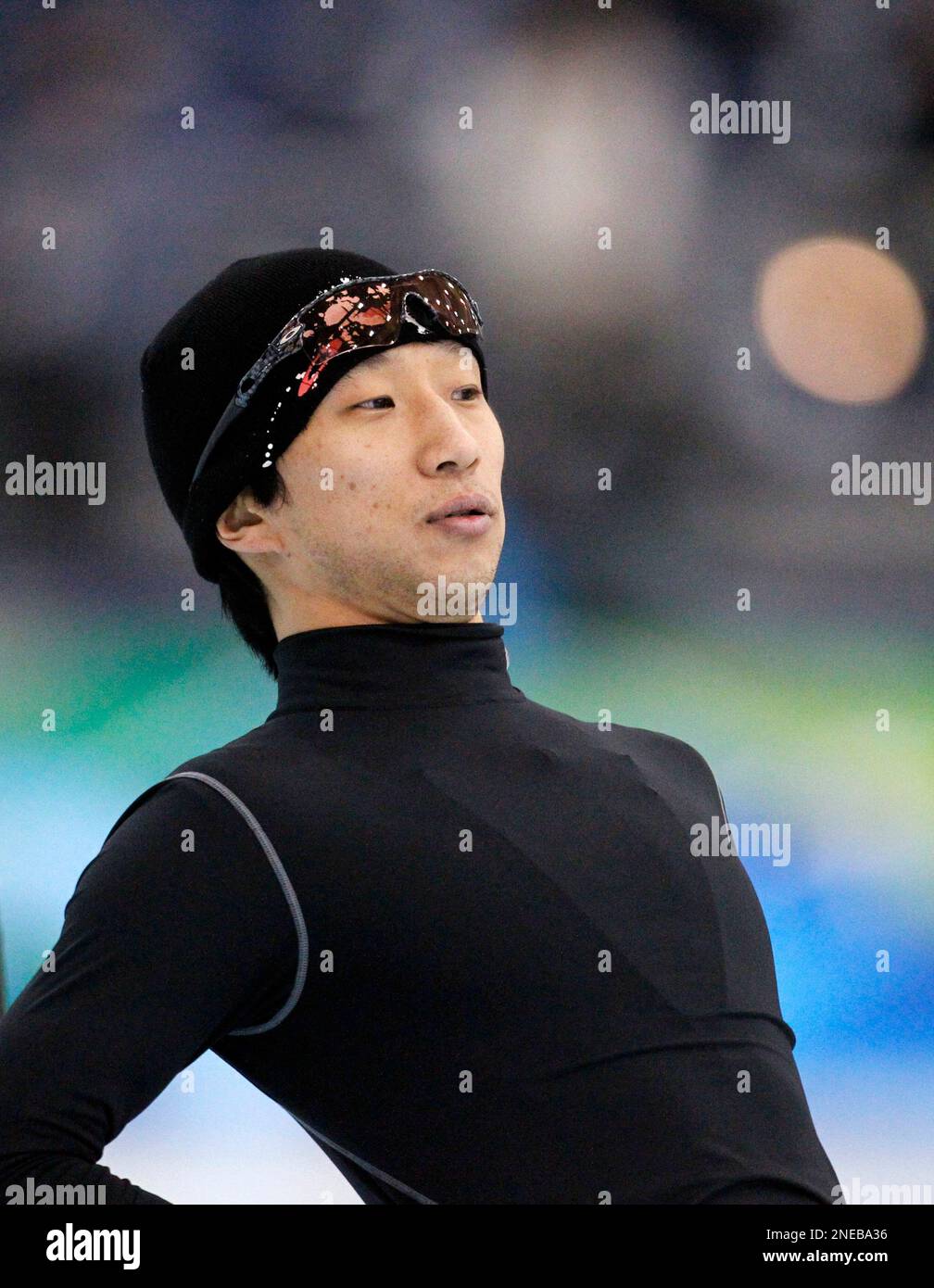 Kyu-Hyuk Lee of Korea stretches as he trains at the Richmond Olympic ...