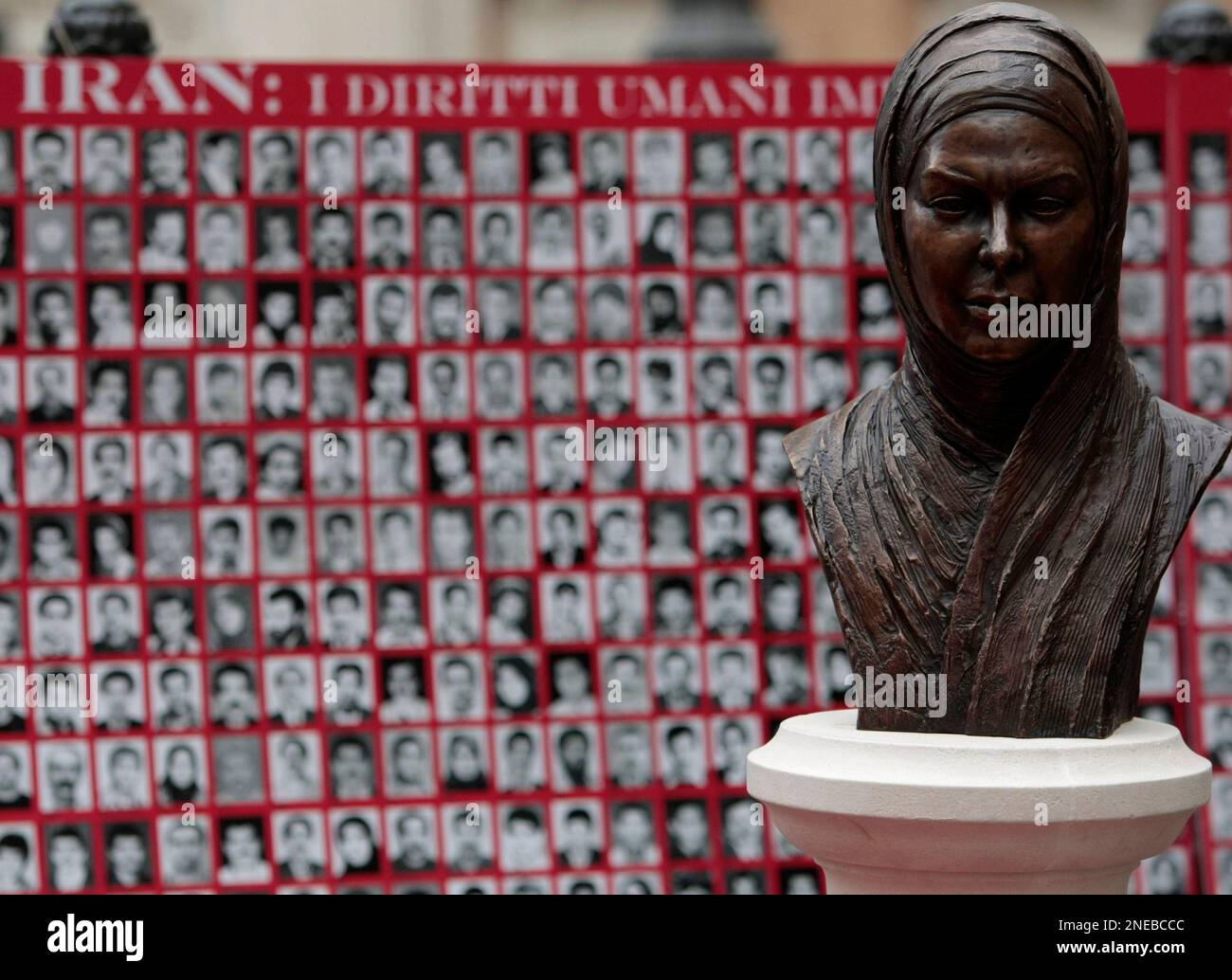 A bust of Iranian student Neda Agha Soltan, a student killed during ...