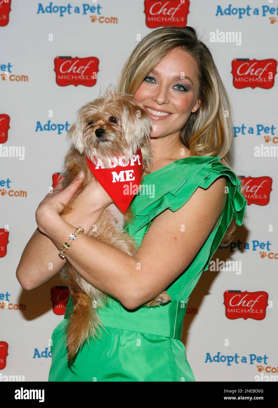 Actress and dog owner Elisabeth Rohm poses with Bambi, an adoptable dog ...
