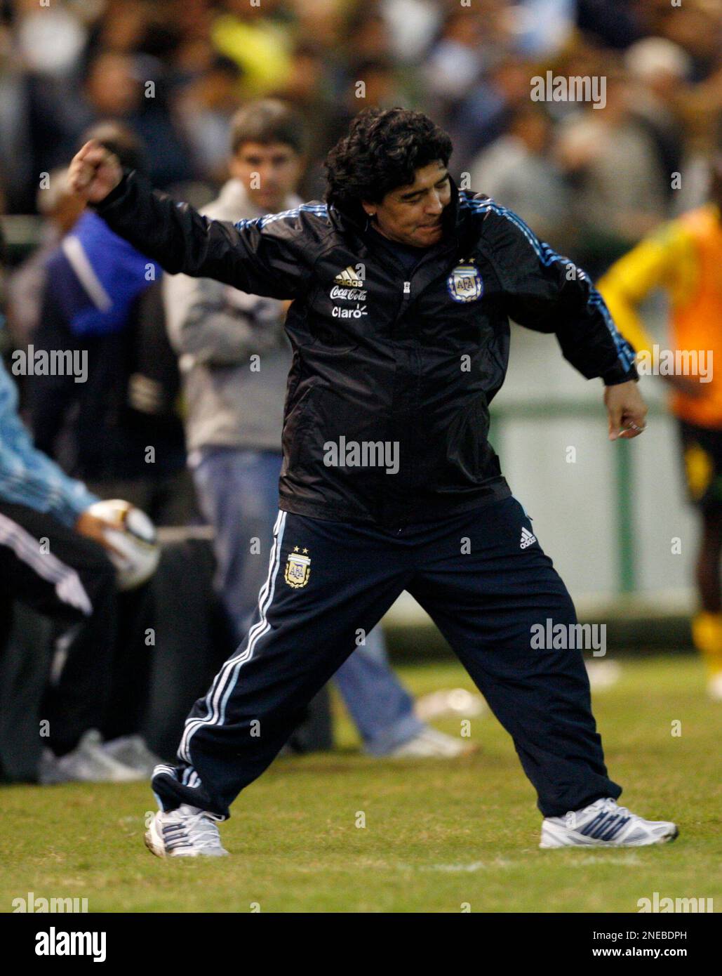 Argentina's coach Diego Maradona celebrates after his player Ignacio ...