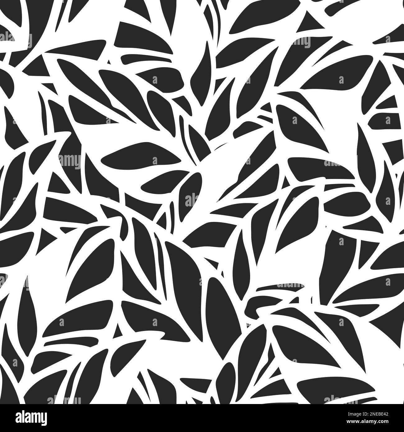 Seamless black and white floral pattern with leaves. Laser cutting ...