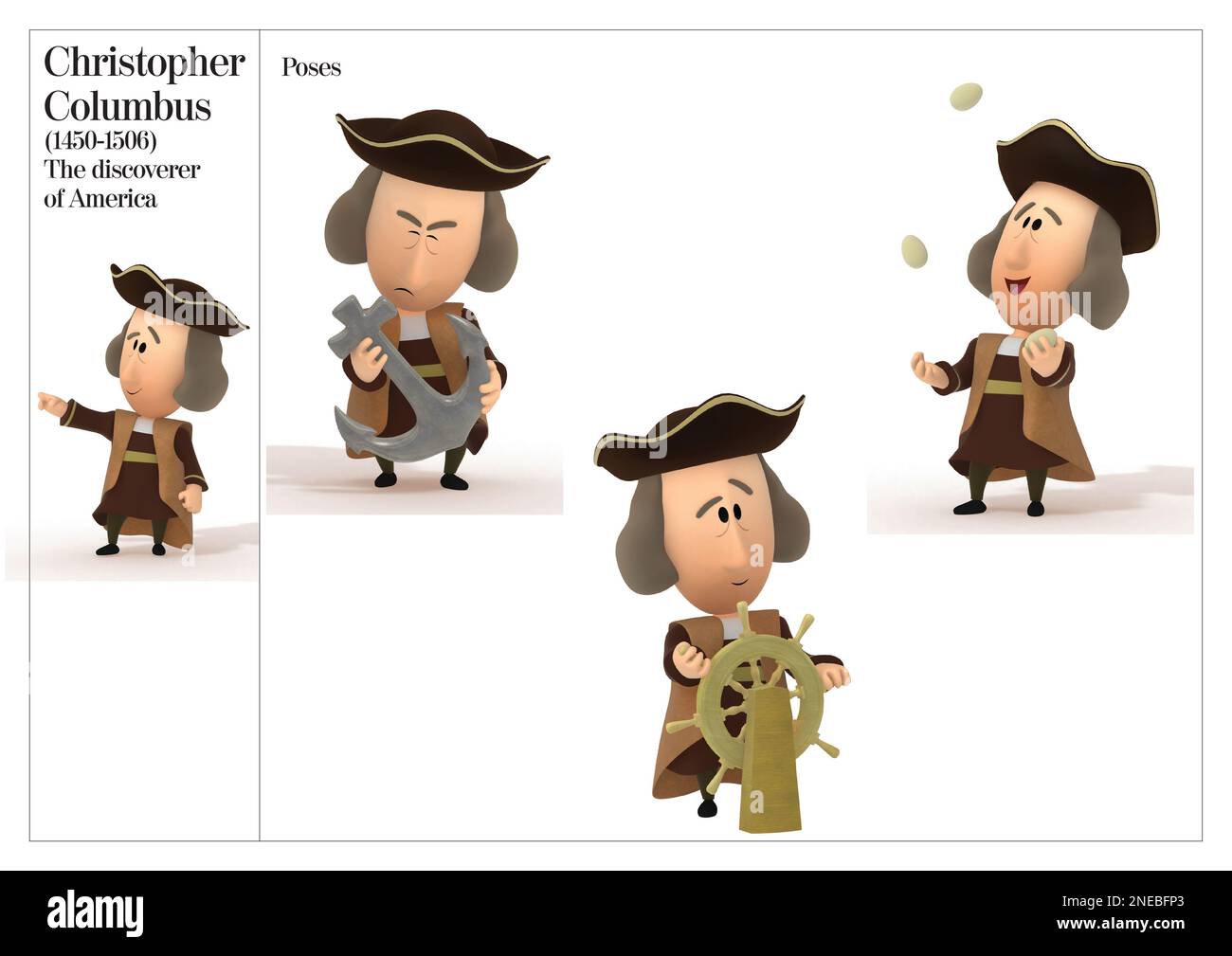 Postural pictures of Christopher Columbus, the discoverer of America ...