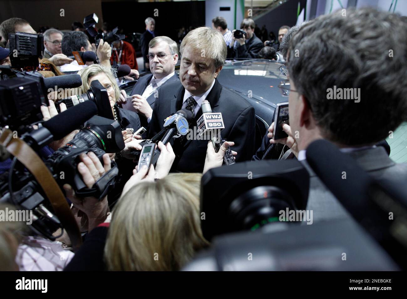 Toyota Group Vice President Bob Carter is surrounded by the media after ...