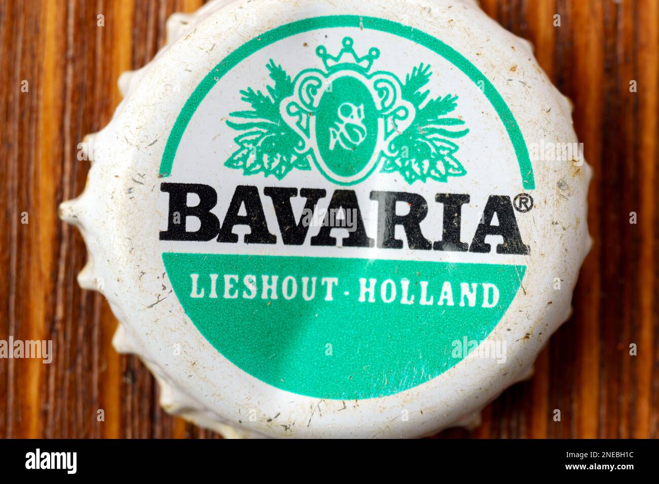 Tyumen, Russia-February 15, 2023: Old cap from the beer Bavaria ...