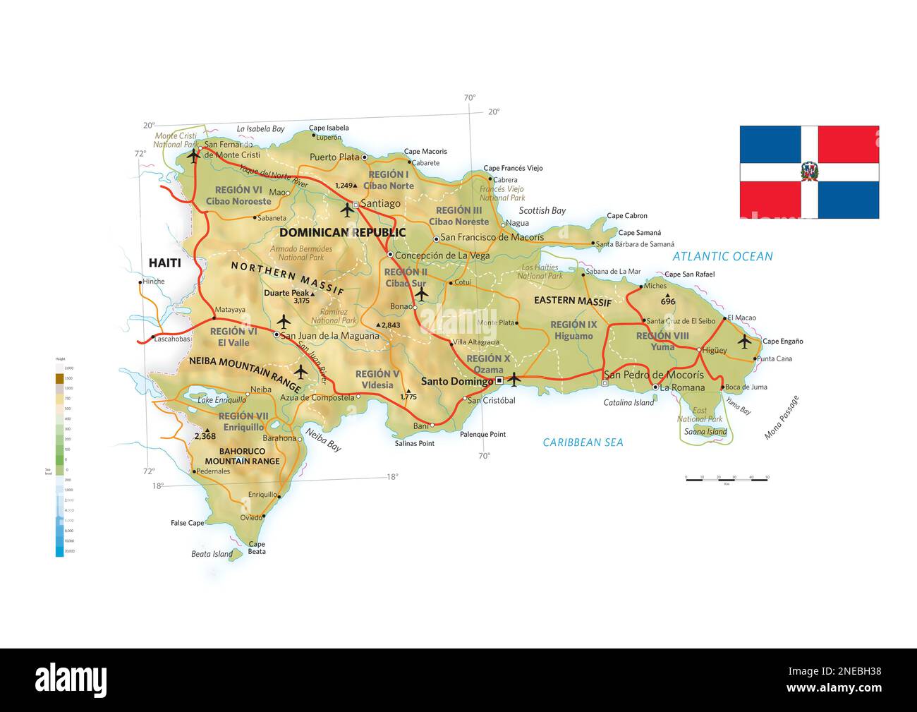 Physical and political map of the Dominican Republic. [Encapsulated ...