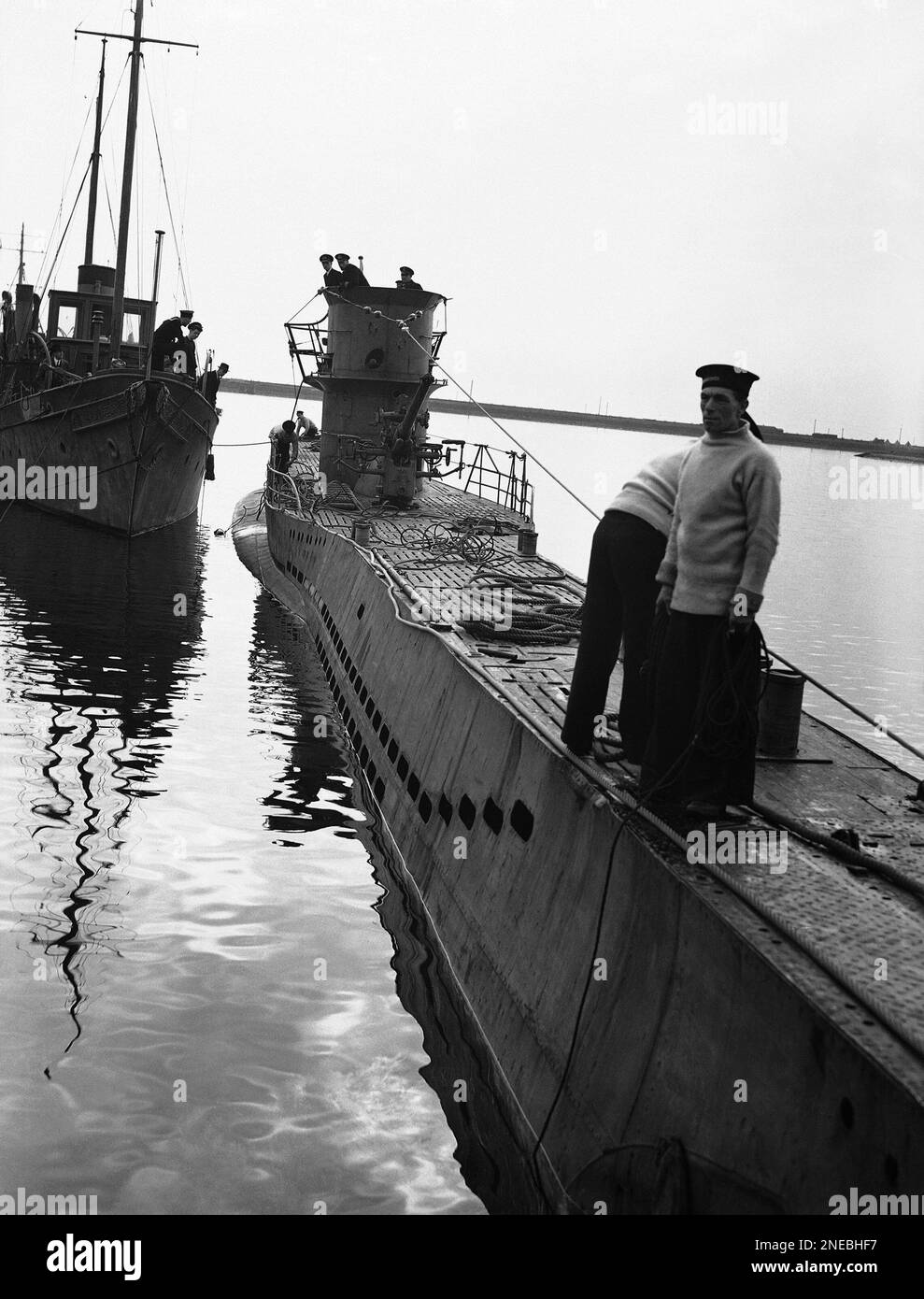 The U-boat which was captured in the Atlantic by a Hudson and Catalina ...
