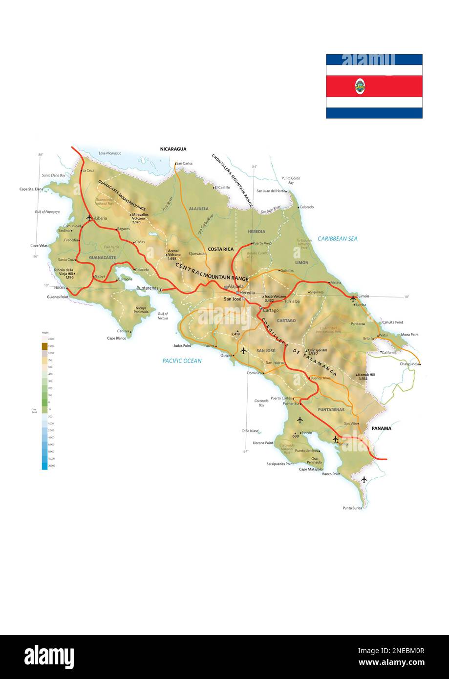 Physical and political map of Costa Rica. [Encapsulated Postscript File ... Physical and political map of Costa Rica. [Encapsulated Postscript File ...