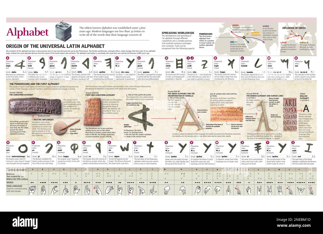 Infographic explaining the origin and evolution of the alphabet, letter ...