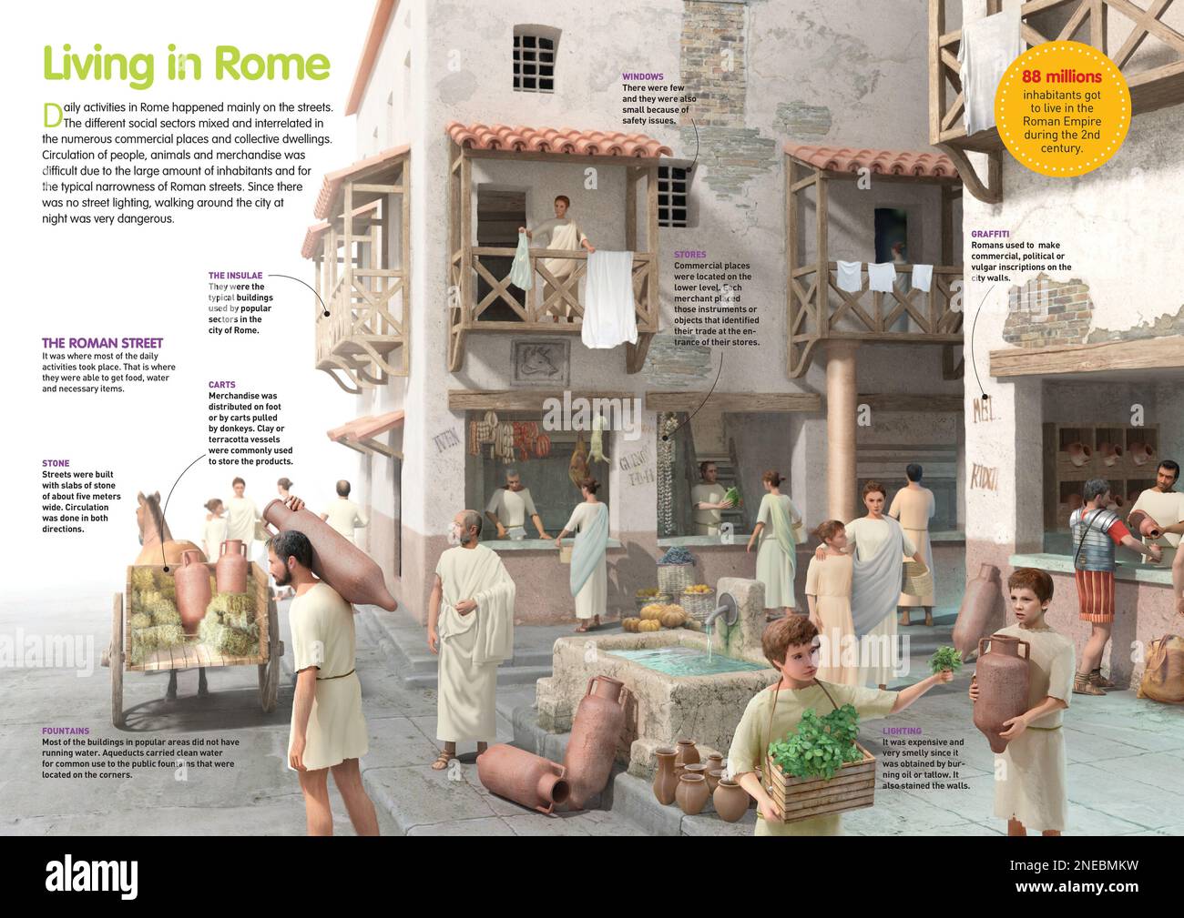 Infographic that shows the daily lifestyle of Roman citizens. [Adobe ...