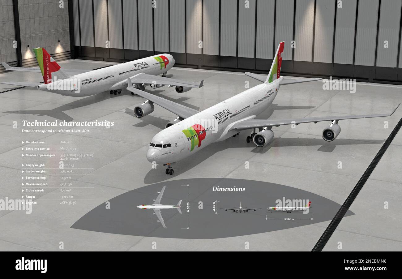 Computer graphics of the aircraft by TAP (Transportes Aéreos ...