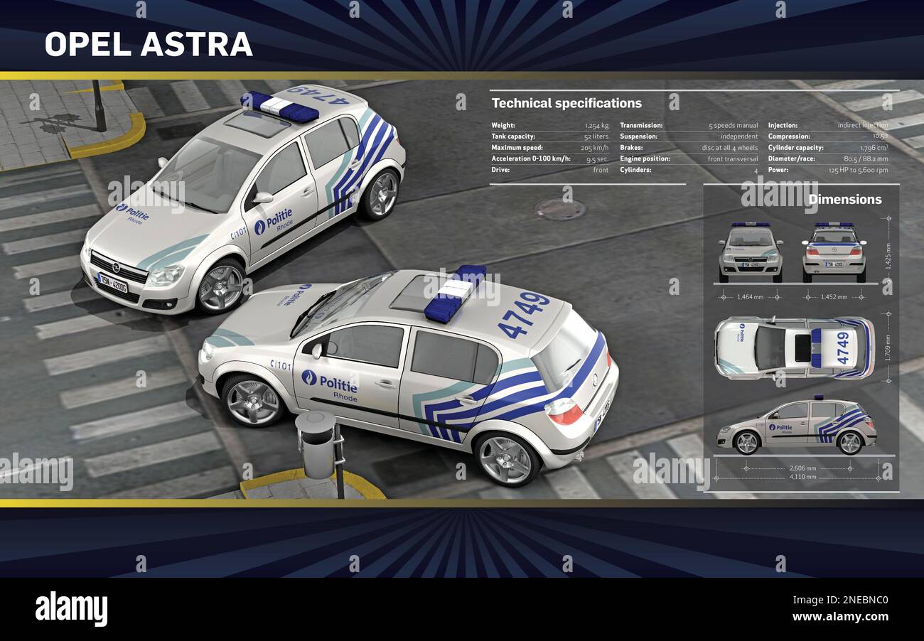Infographic of the technical characteristics and dimensions of the Opel ...