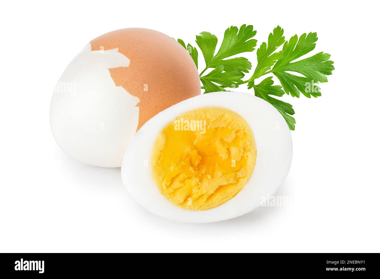 boiled egg and half isolated on white background Stock Photo - Alamy