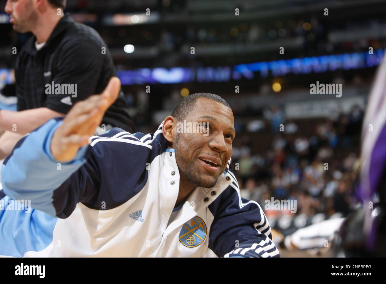 Denver Nuggets forward Joey Graham warms up before facing the ...