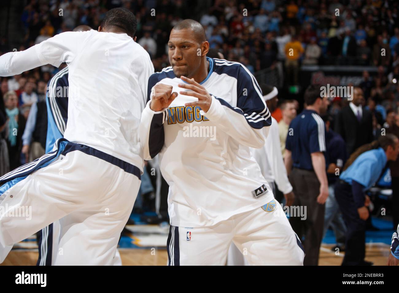 Denver Nuggets forward Joey Graham is introduced before facing the ...