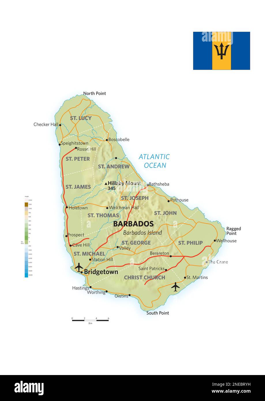 Physical and political map of Barbados. [Encapsulated Postscript File ...