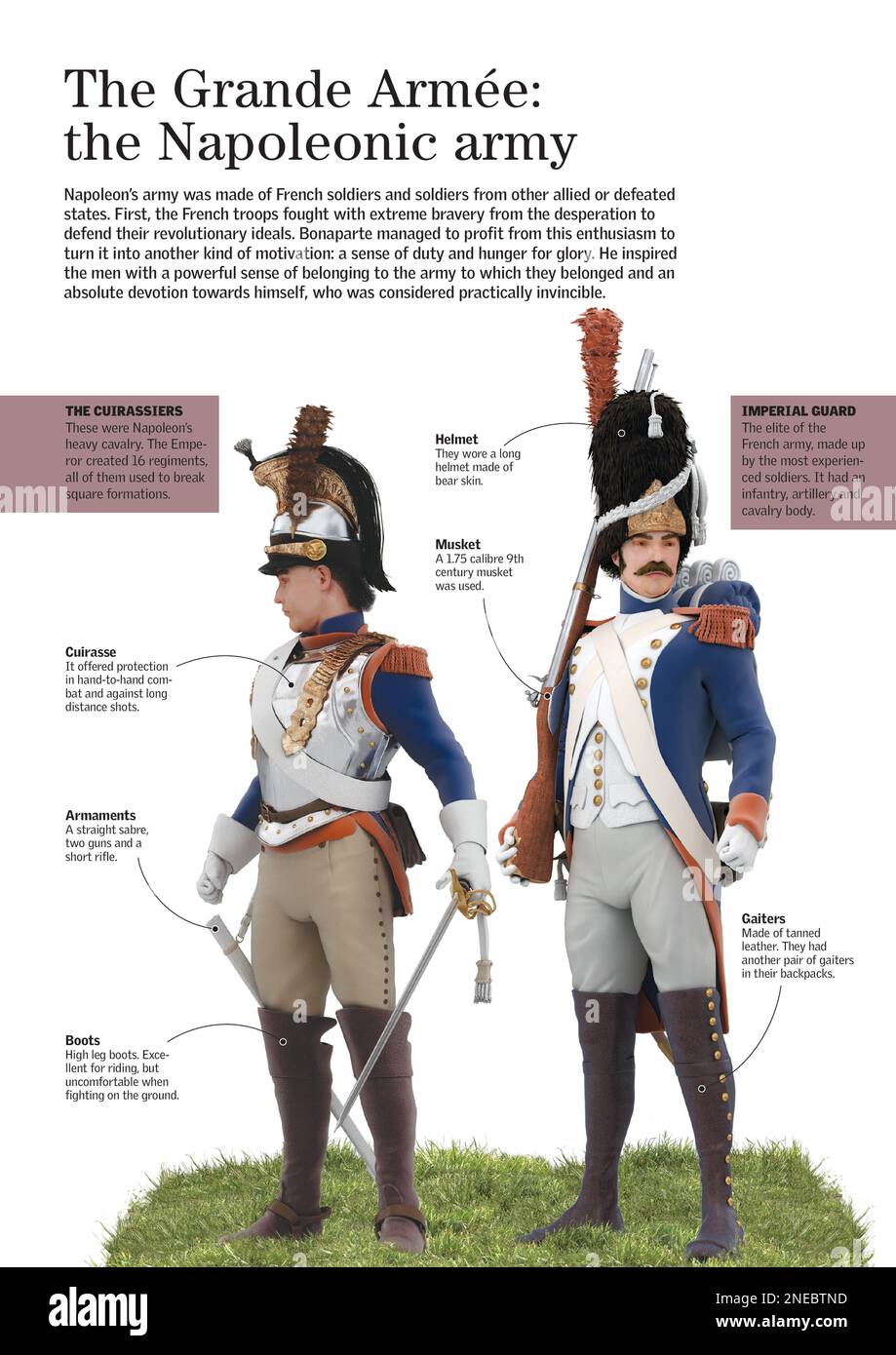Infographic about the clothing and armament used by the Napoleonic army ...