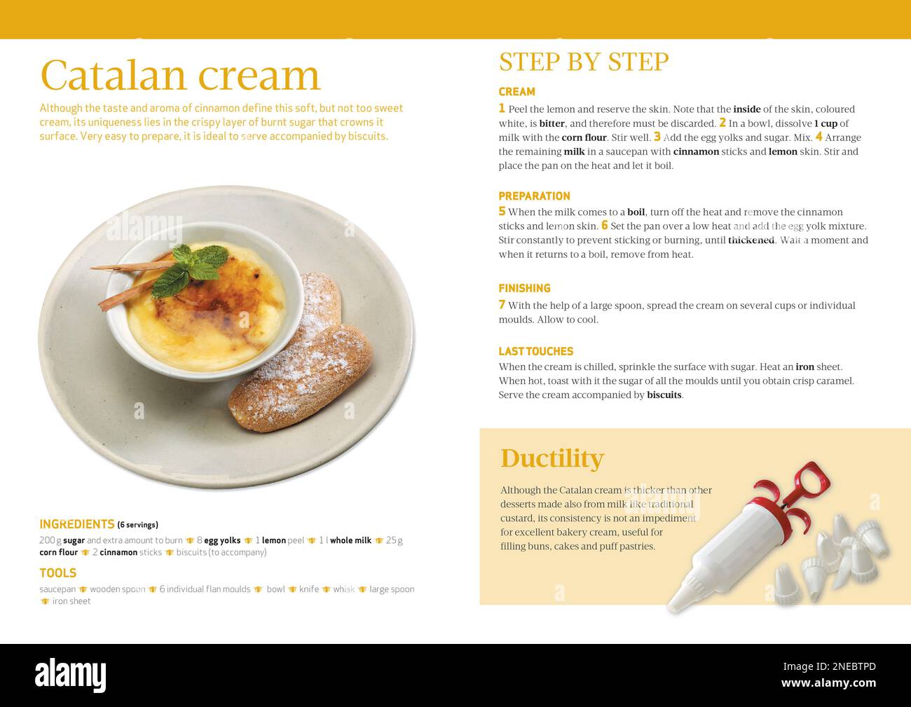 Recipe for making crème brûlée (Catalan cream), soft cream with ...