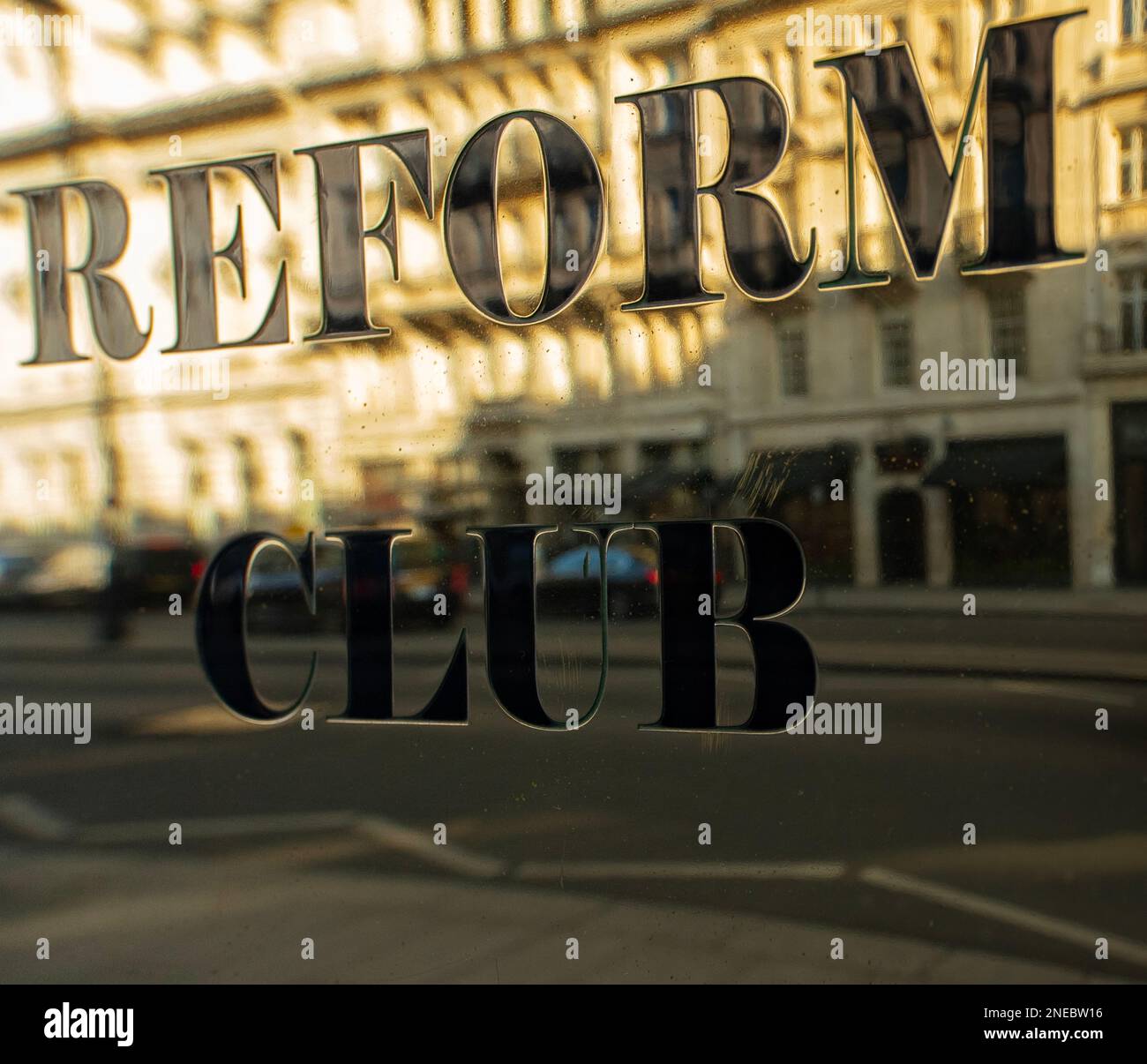 The nameplate of Reform Club, 104 Pall Mall, London; a private members ...